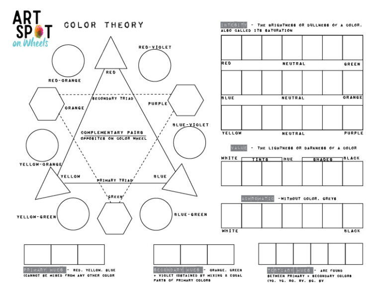 Beginner Acrylic Painting Color Theory Worksheet
